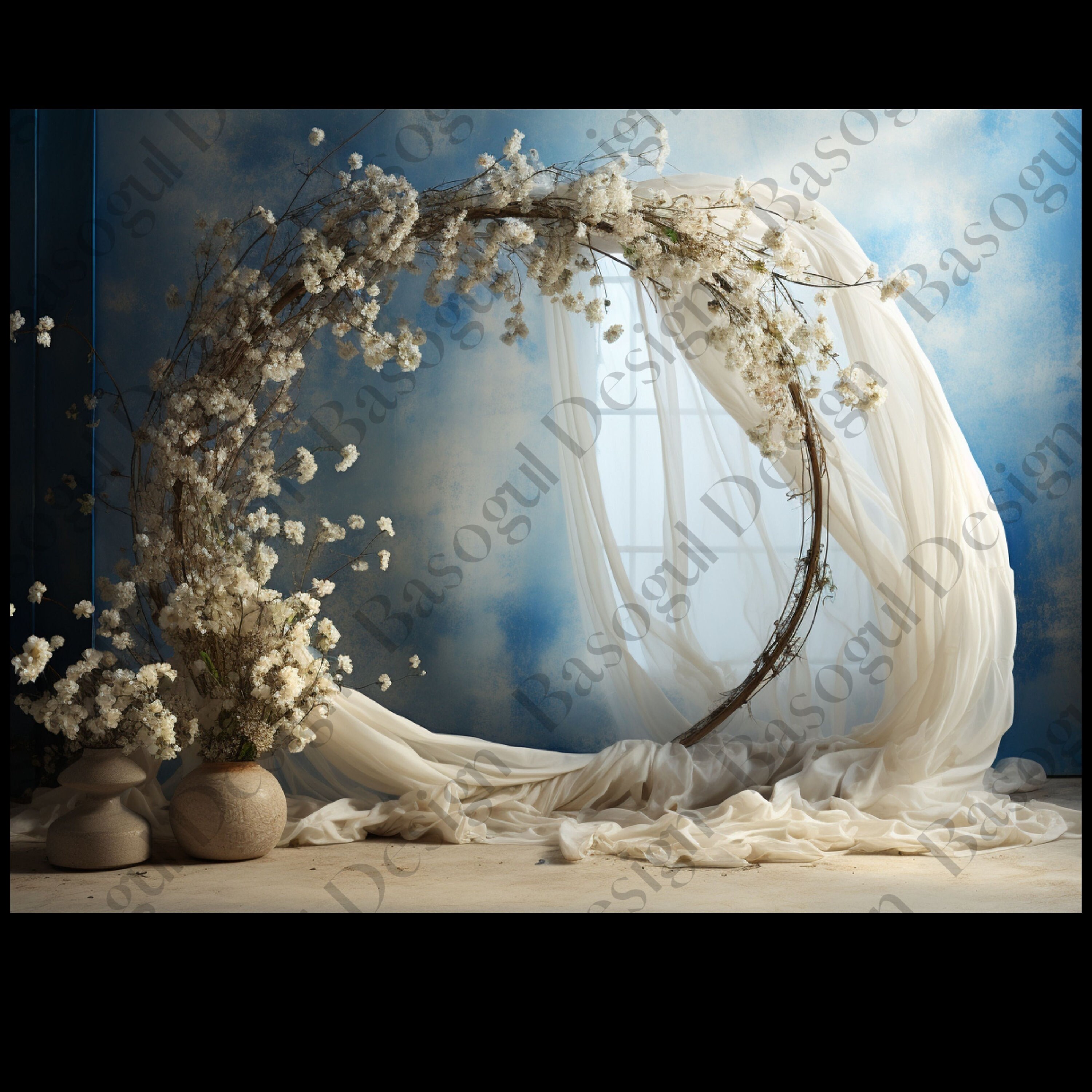 Blue White Maternity Digital Backdrop Photography Background Wedding ...