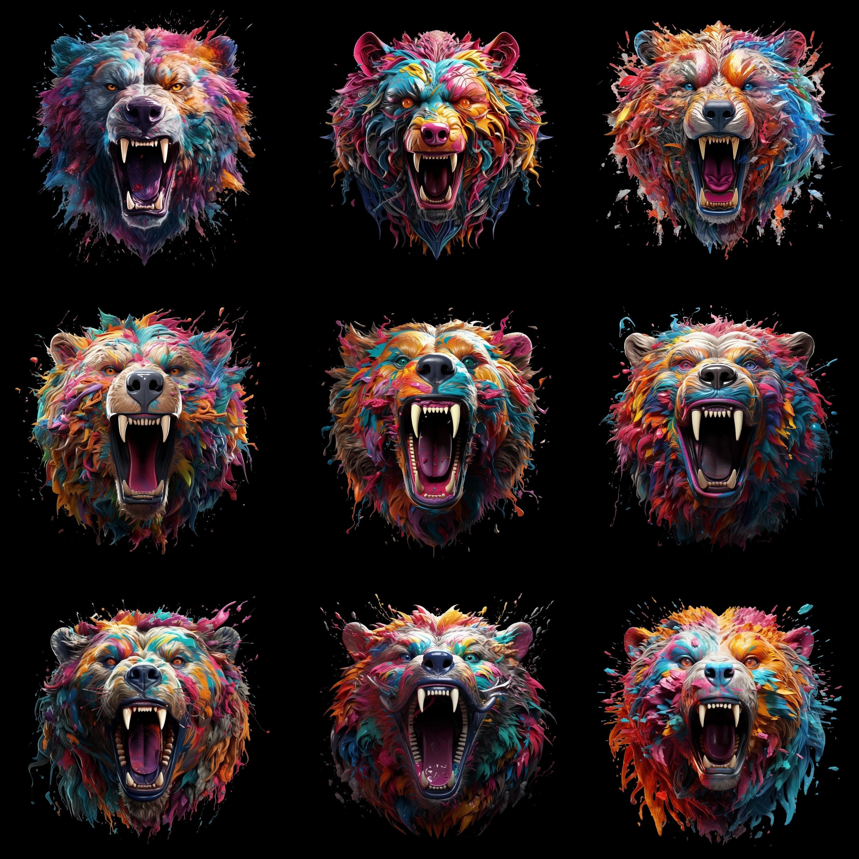 Psychedelic Bear Clipart Png: printable BEAR Clipart Angry Bear Clipart ...
