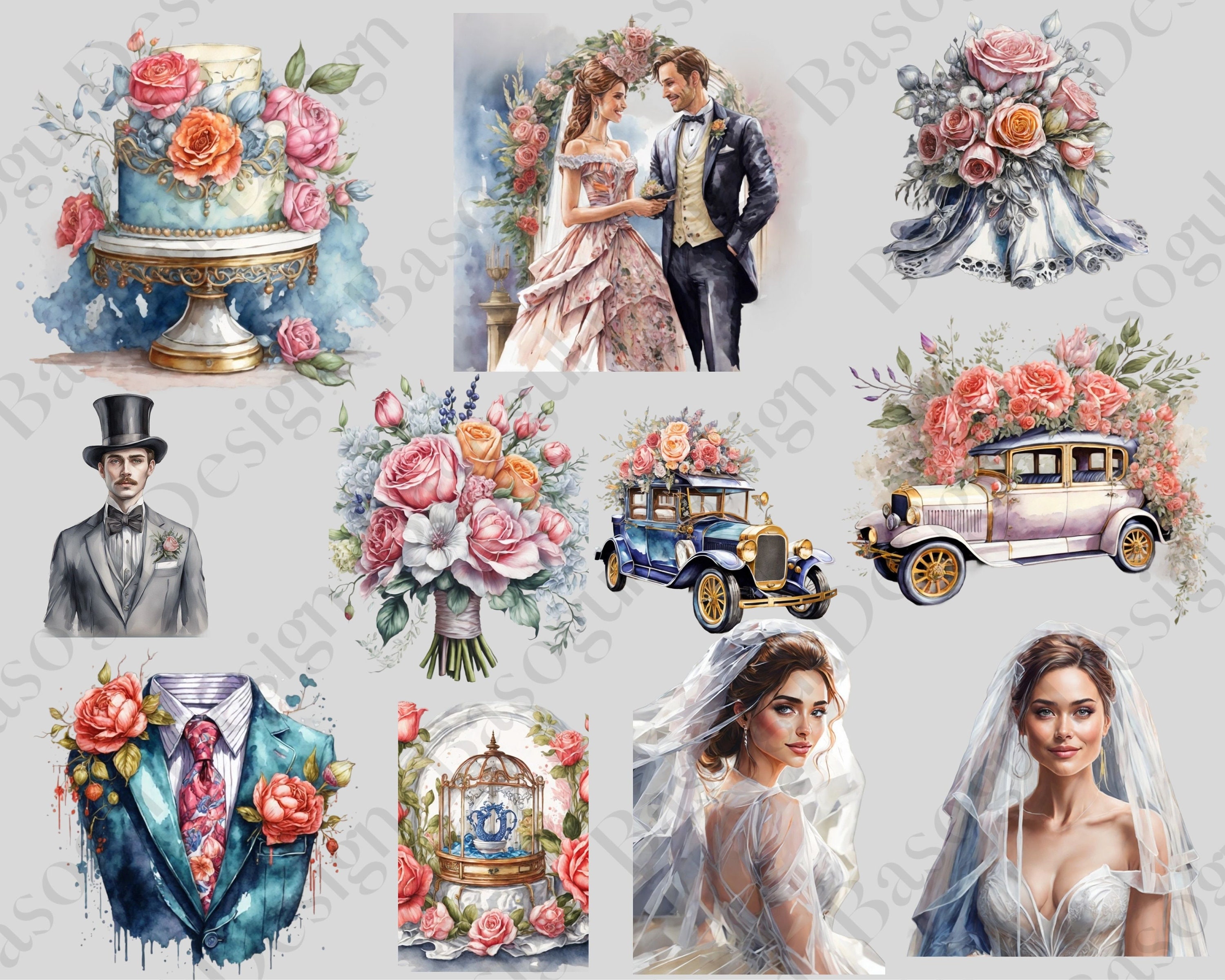 Vintage Wedding Clipart: watercolor WEDDING Clipart Wedding Clipart ...