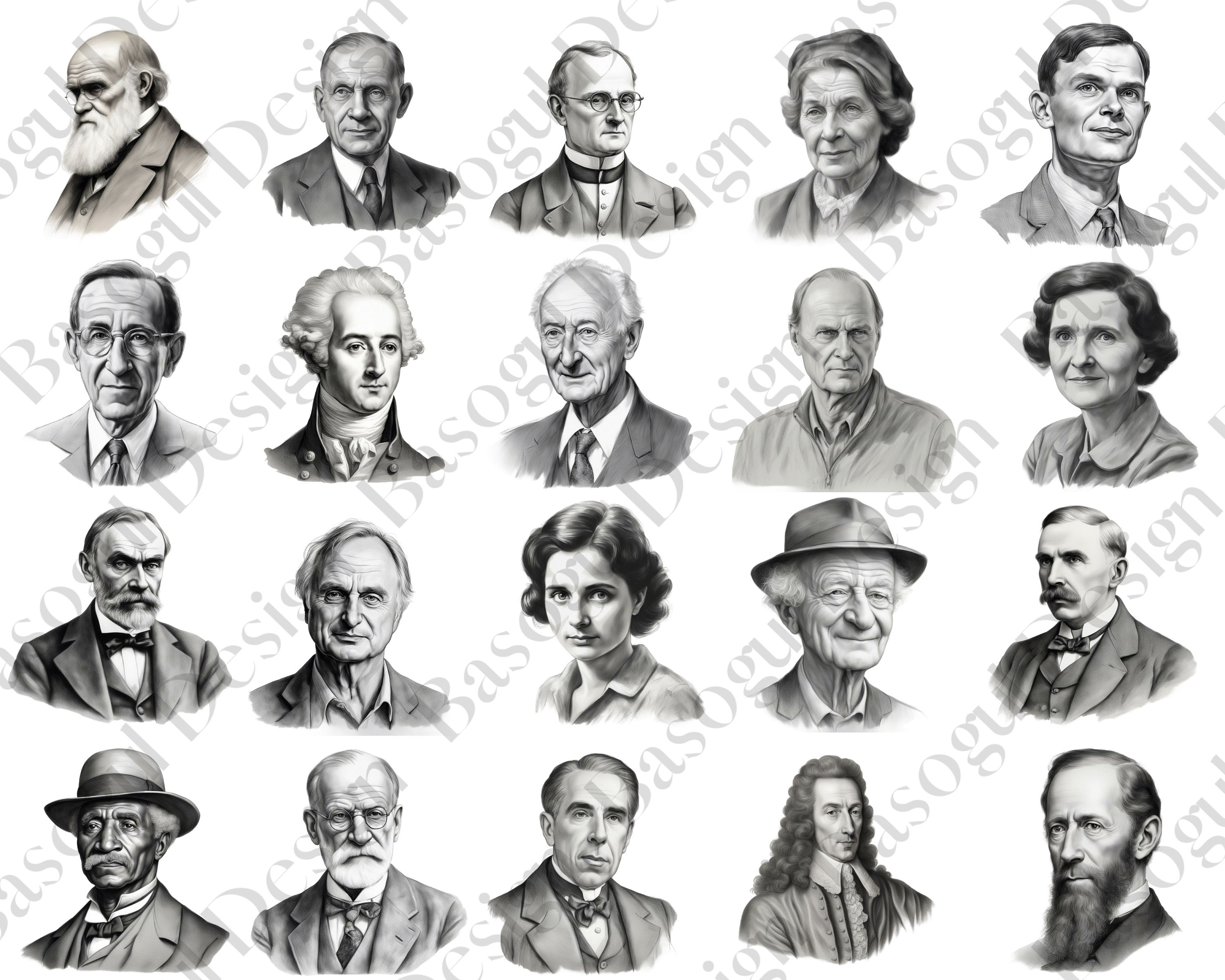 Famous Scientists Clipart Png Educational Clipart Black White ...