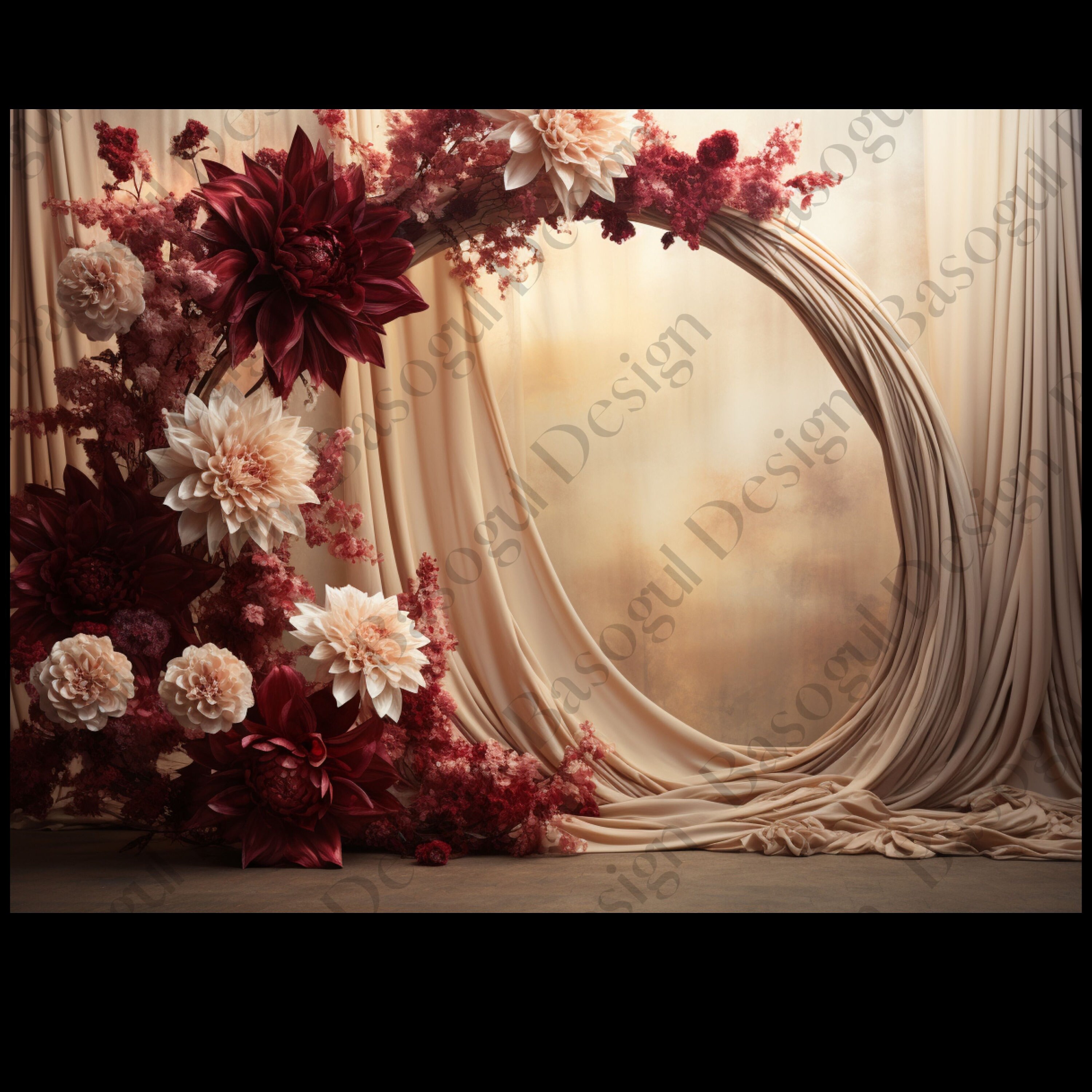 Maroon Cream Maternity Digital Backdrop Photography Background Wedding ...
