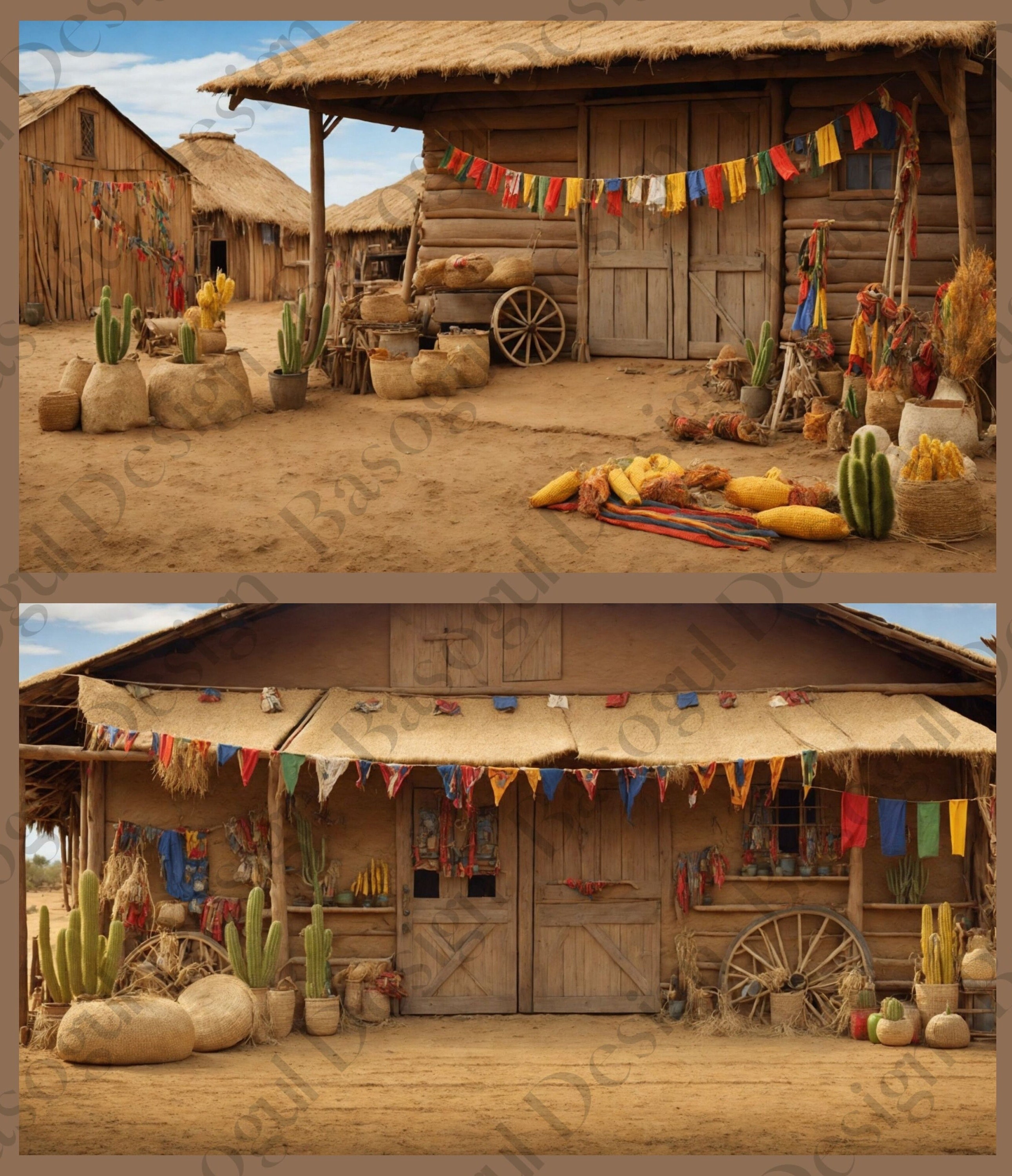 Western Village Digital Backdrop Farm Background Photography Rustic ...