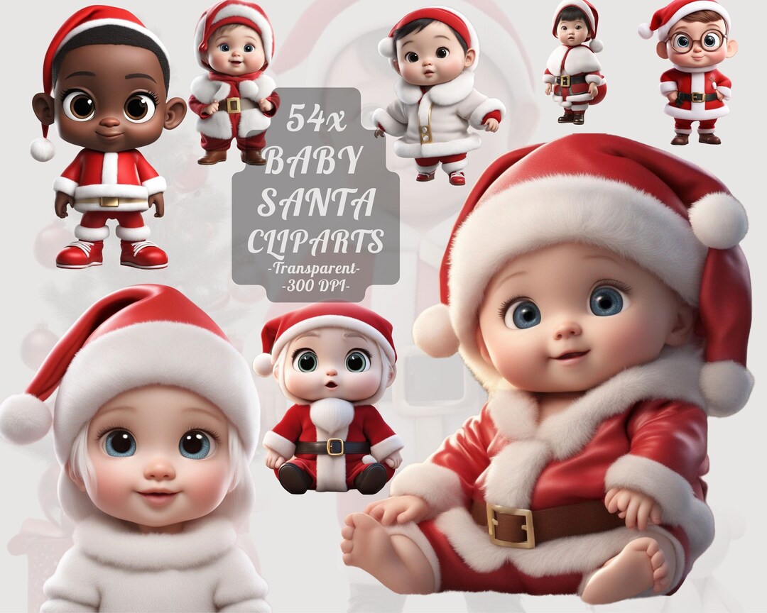 Chibi Baby Santa Clipart Png: "baby SANTA Clipart" 3d Little Girl Boy ...