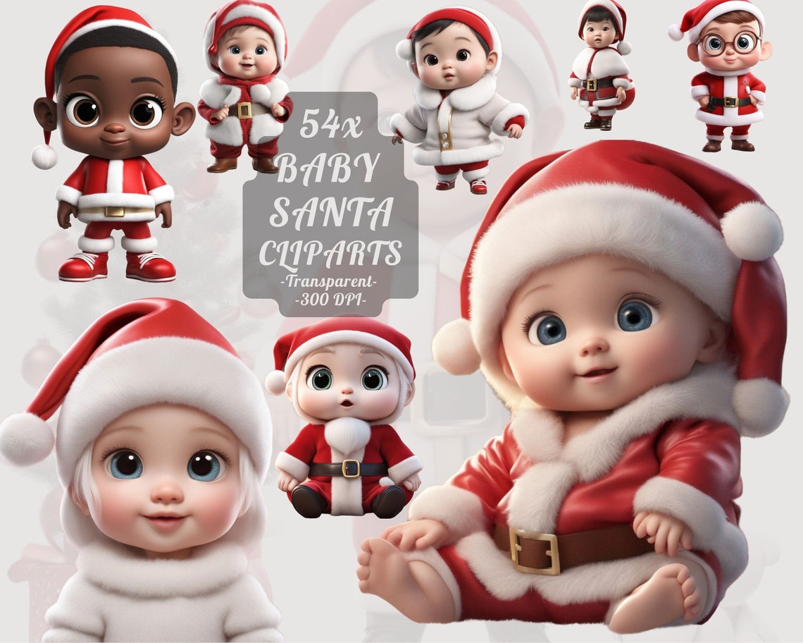 Chibi Baby Santa Clipart Png: baby SANTA Clipart 3d Little Girl Boy ...