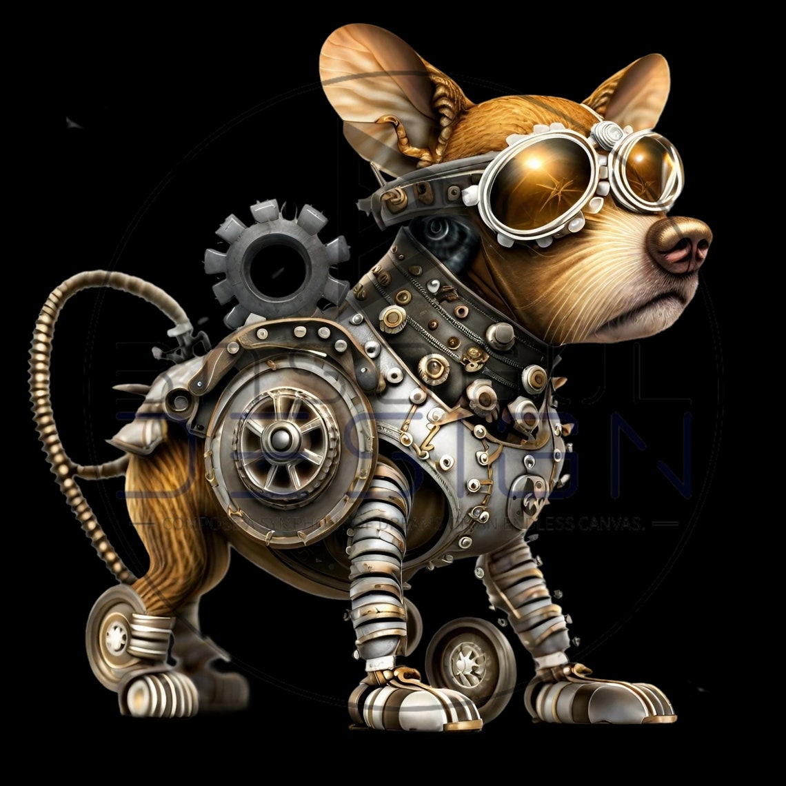 Dog Steampunk Clipart Png Steampunk Animal Clipart Bundle - Etsy