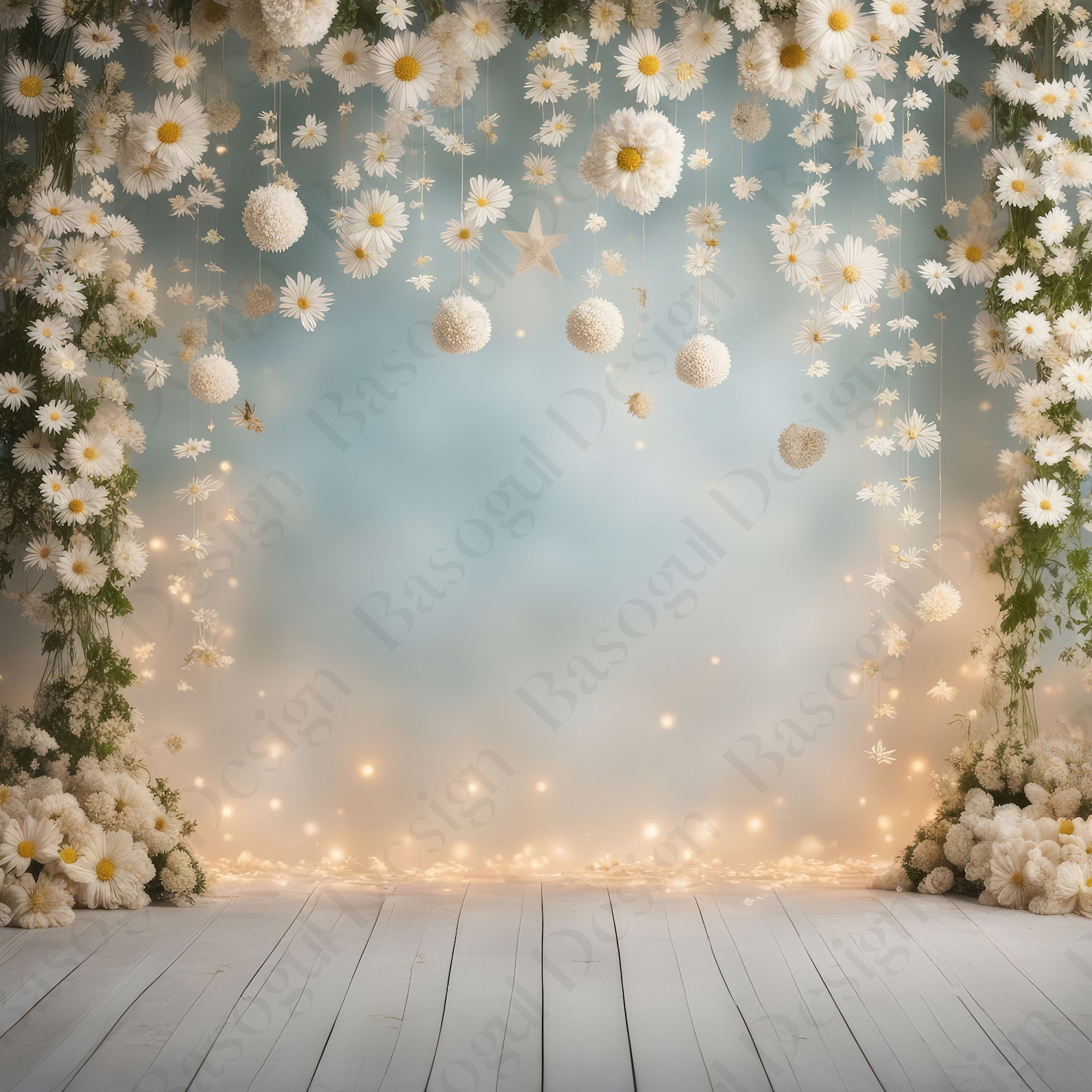 Daisy Baby Digital Backdrop Photography Background Floral Baby Boy Girl ...