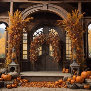 Rustic House Autumn Backdrop Photography Background Rustic House Fall ...