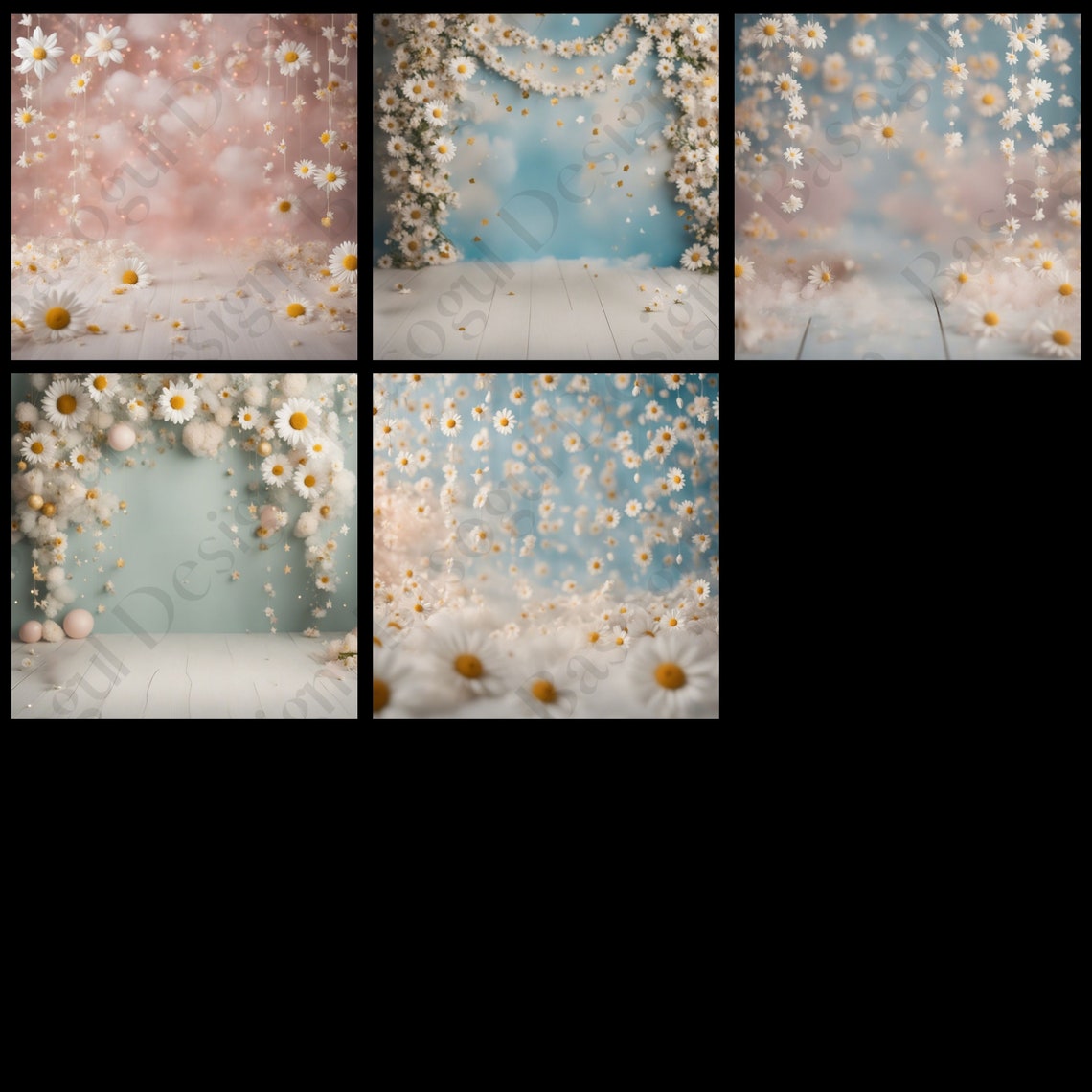 Daisy Baby Digital Backdrop Photography Background Floral Baby Boy Girl ...