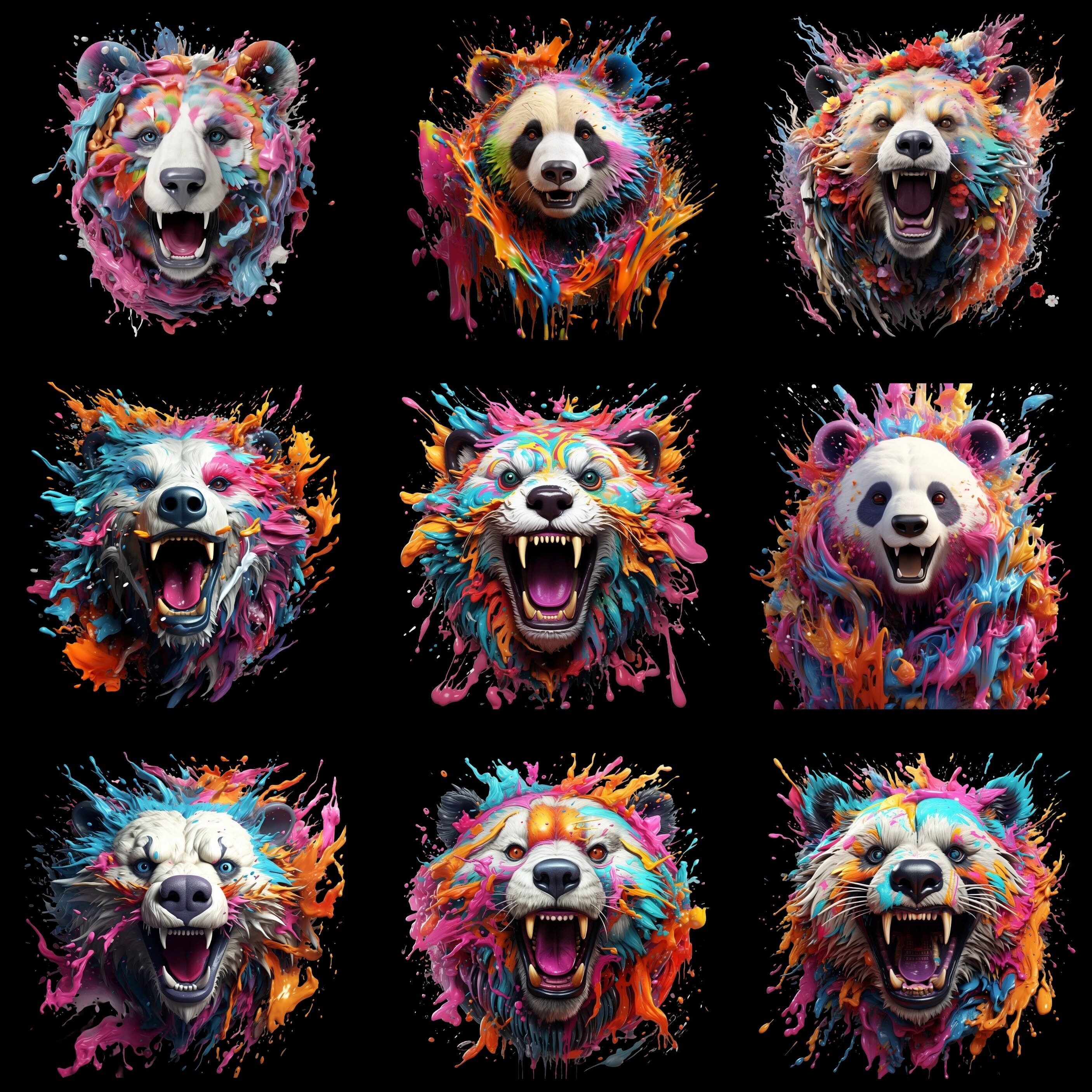 Psychedelic Panda Clipart Png: printable PANDA Clipart Angry Panda ...