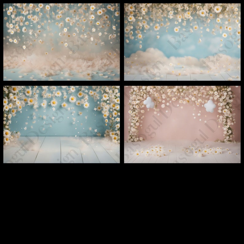 Daisy Baby Digital Backdrop Photography Background Floral Baby Boy Girl ...