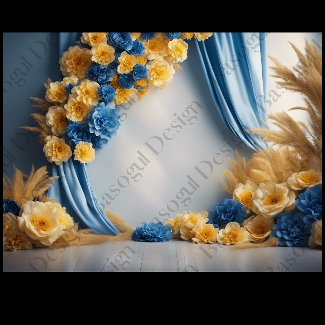 Blue Yellow Maternity Digital Backdrop Photography Background Wedding ...