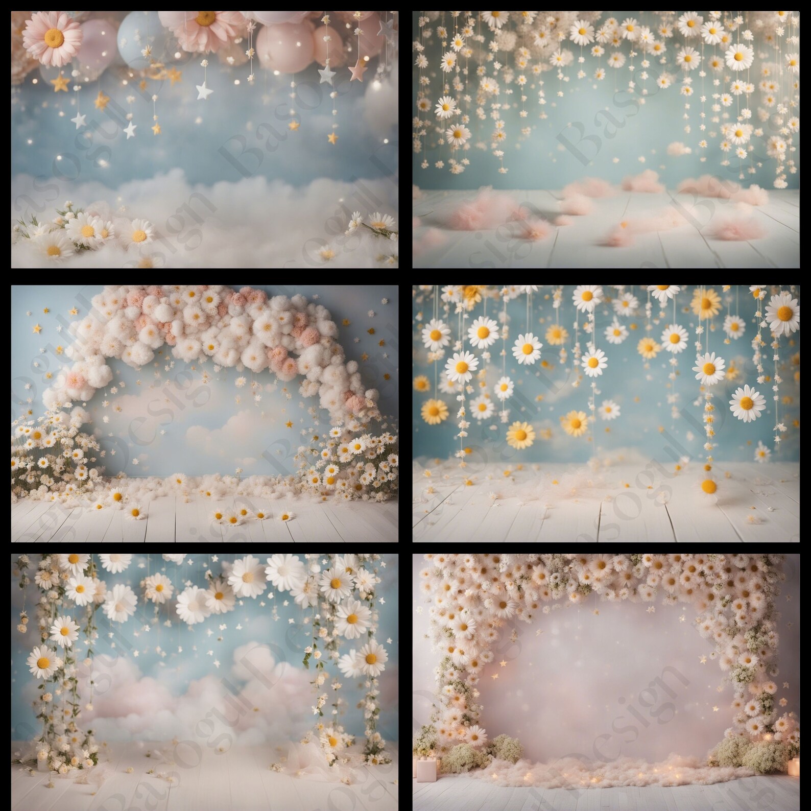 Daisy Baby Digital Backdrop Photography Background Floral Baby Boy Girl ...