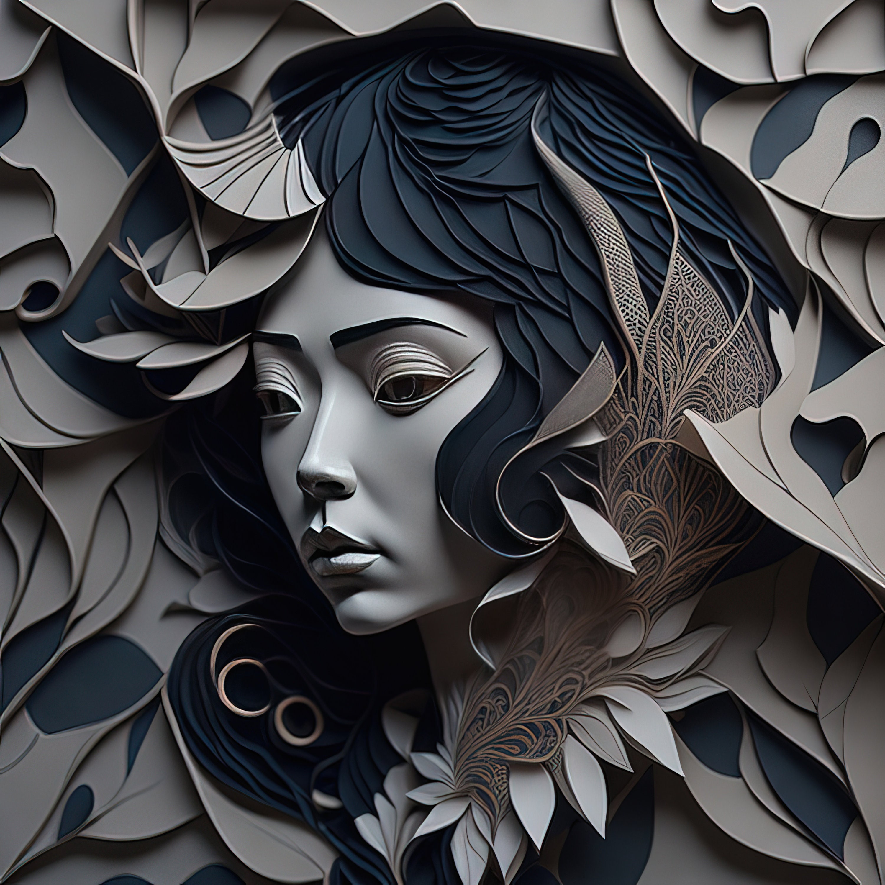 Vietnamese Lady Paper Quilling Set , Printable AI Generated Image ...