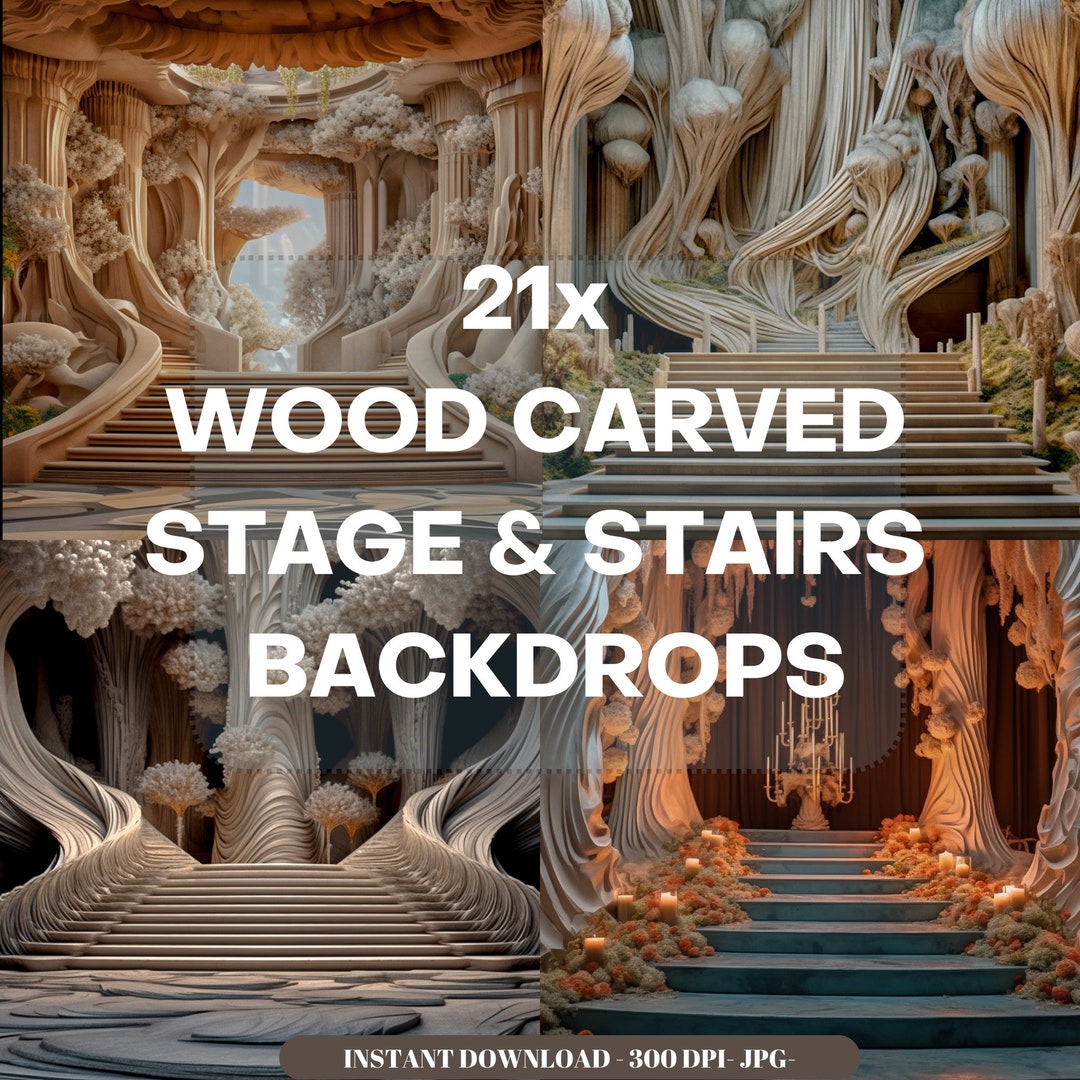 Wood Carved Staircase, Stage Backdrop, Wedding Backdrop, Maternity ...
