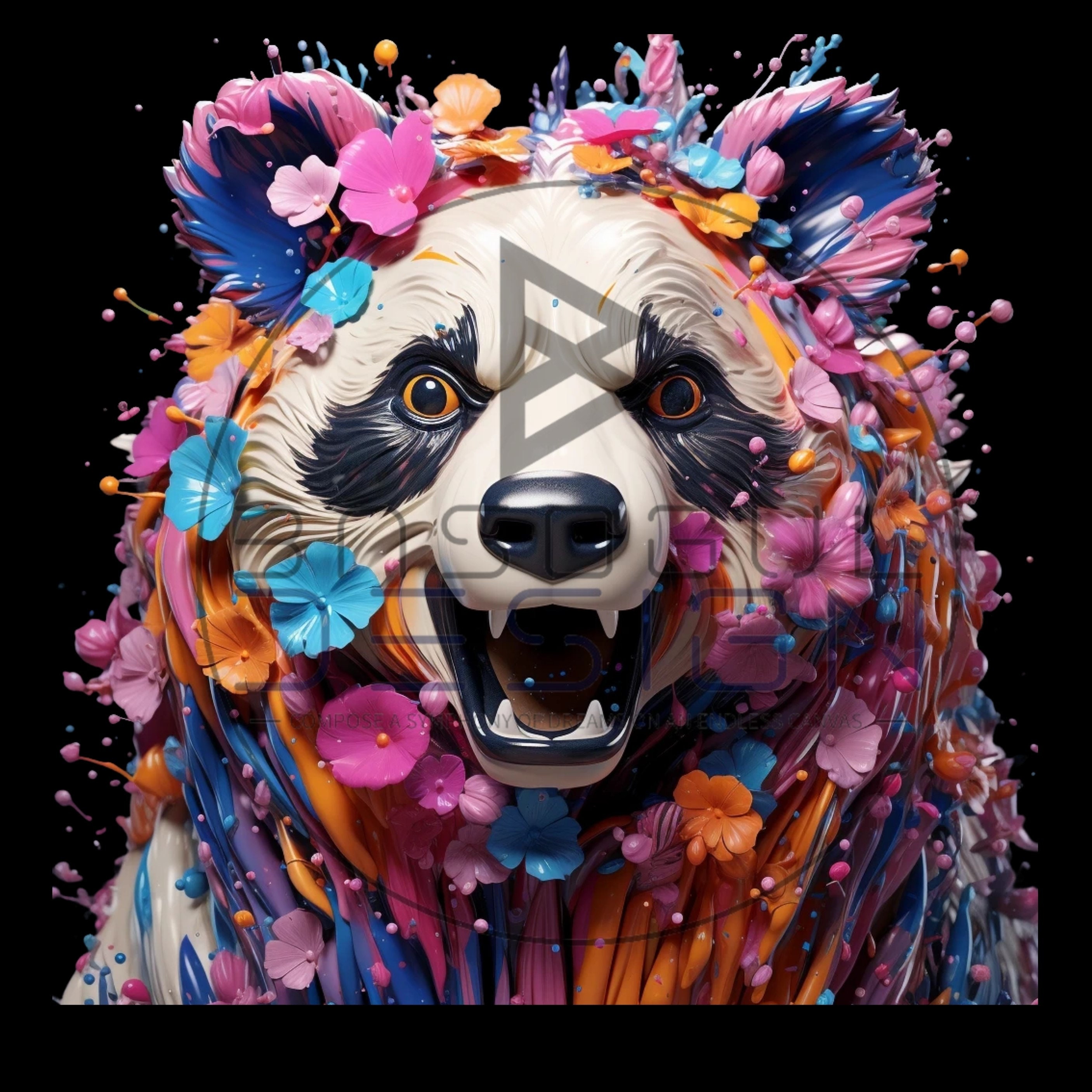 Psychedelic Panda Clipart Png: printable PANDA Clipart Angry Panda ...