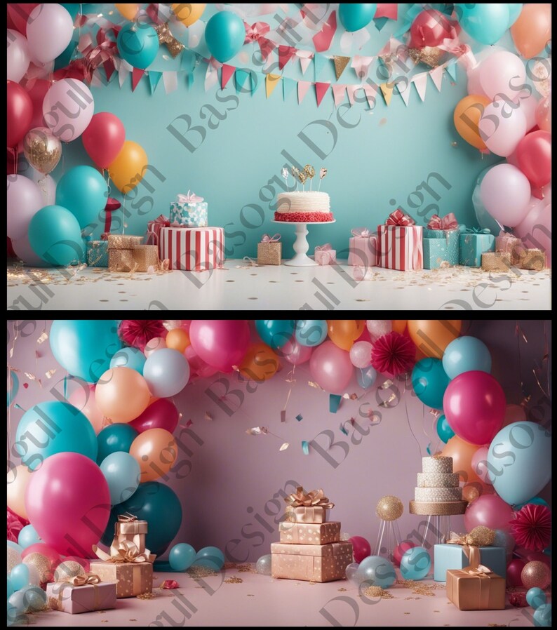 Birthday Party Digital Backdrop Photography Background Baby Kids ...