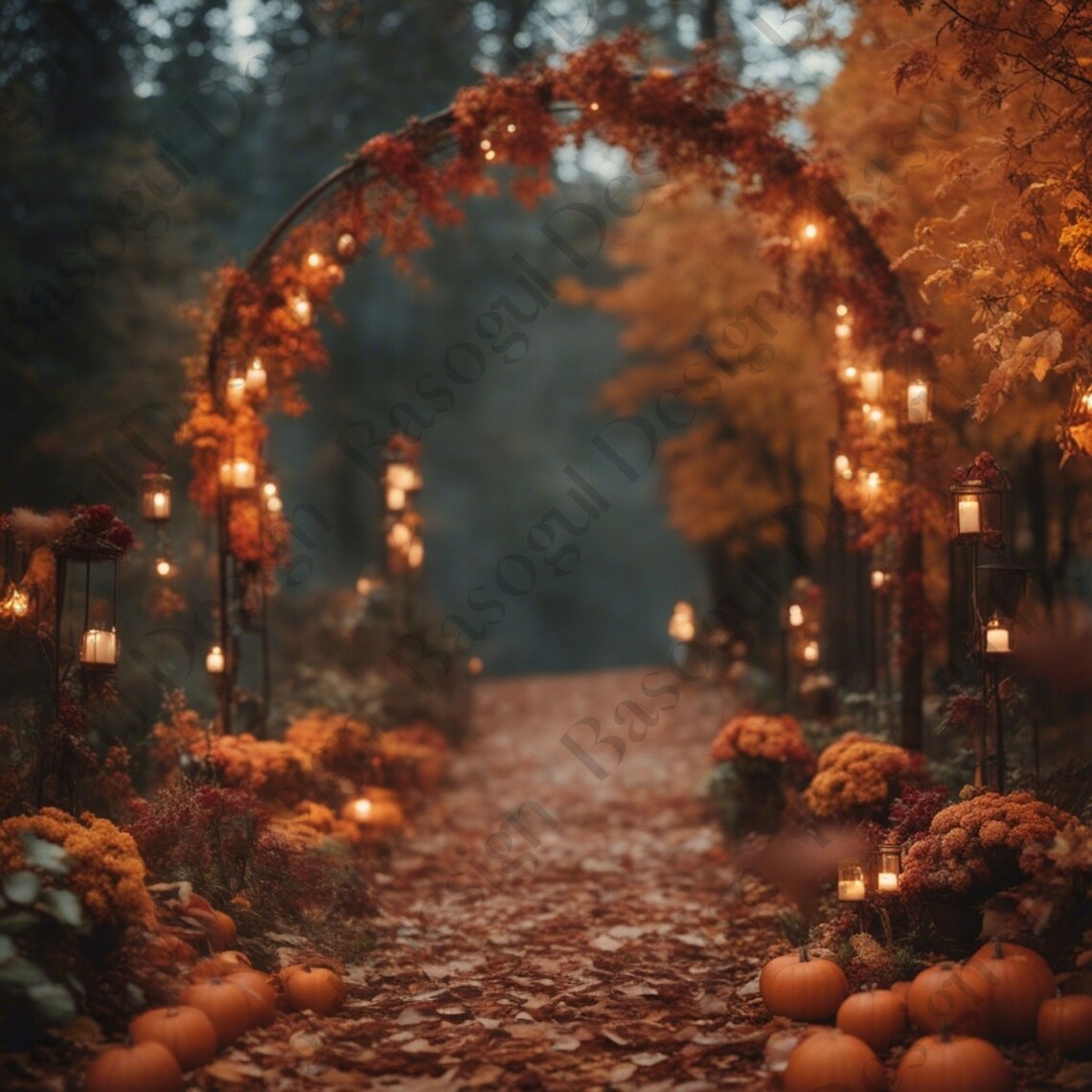 Autumn Wedding Backdrop Photography Background Fall Leaves Ceremony ...