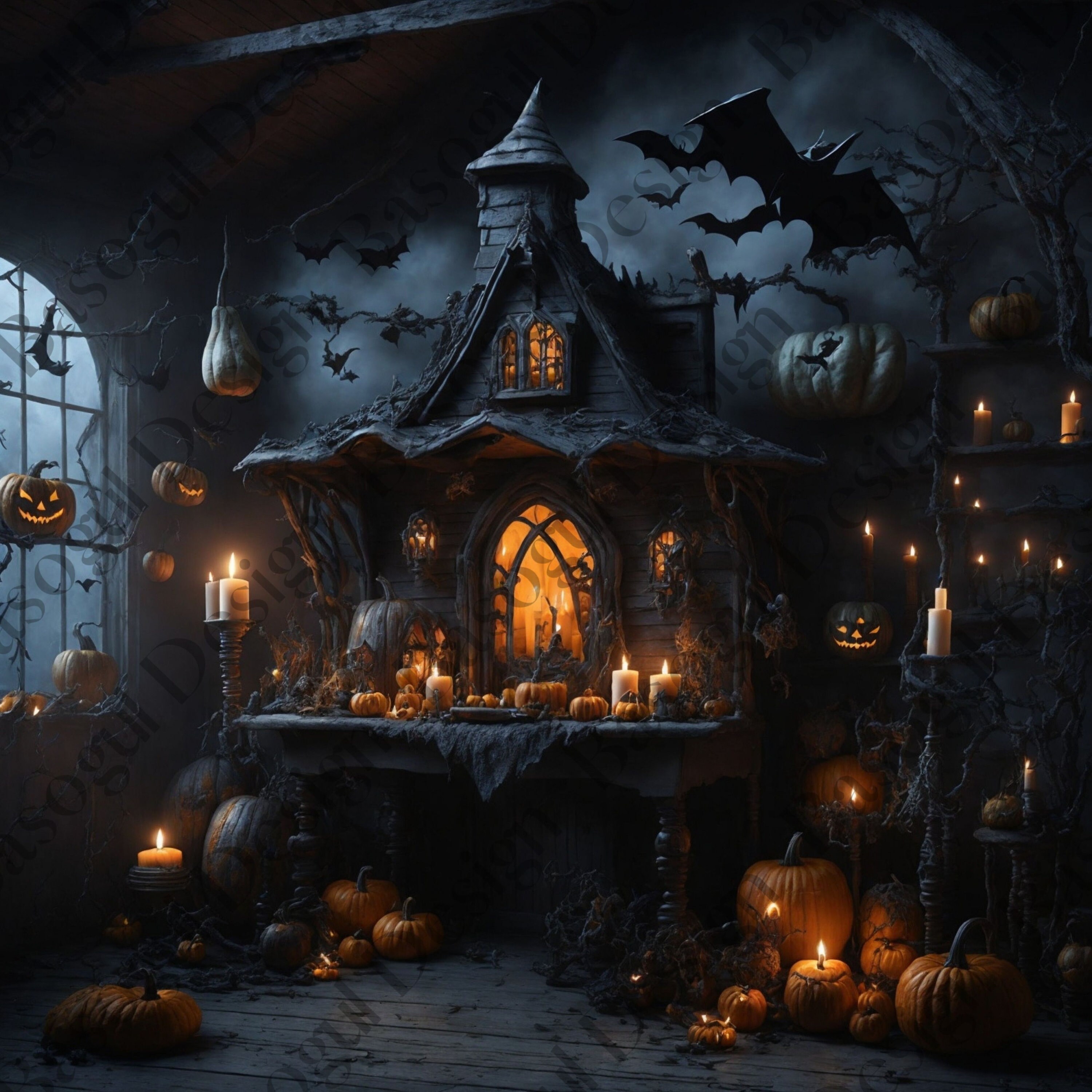 Halloween Backdrop Witch Cottage: "halloween DIGITAL Backdrop" Witch ...