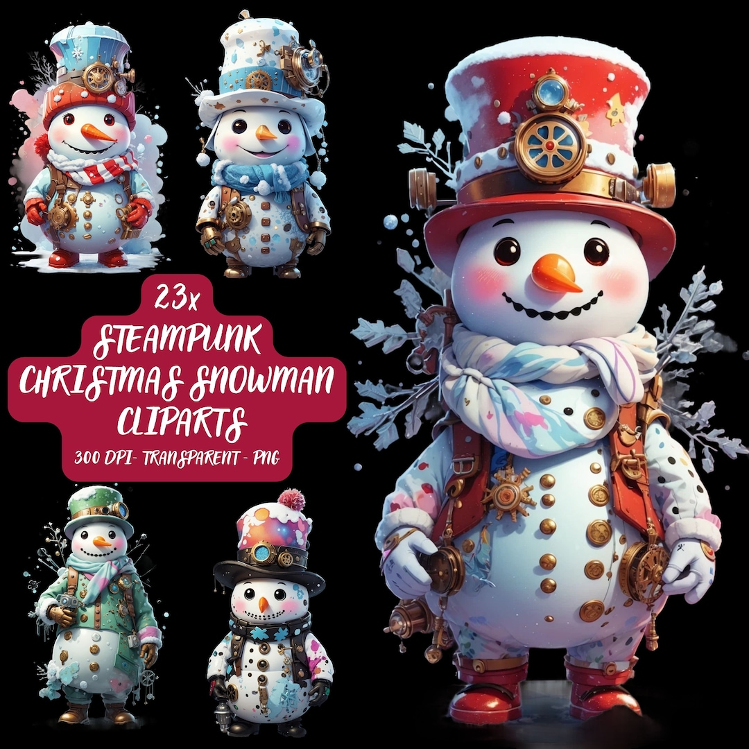 Steampunk Christmas Snowman Clipart Png 3d Chibi Snowman Clipart Cute ...
