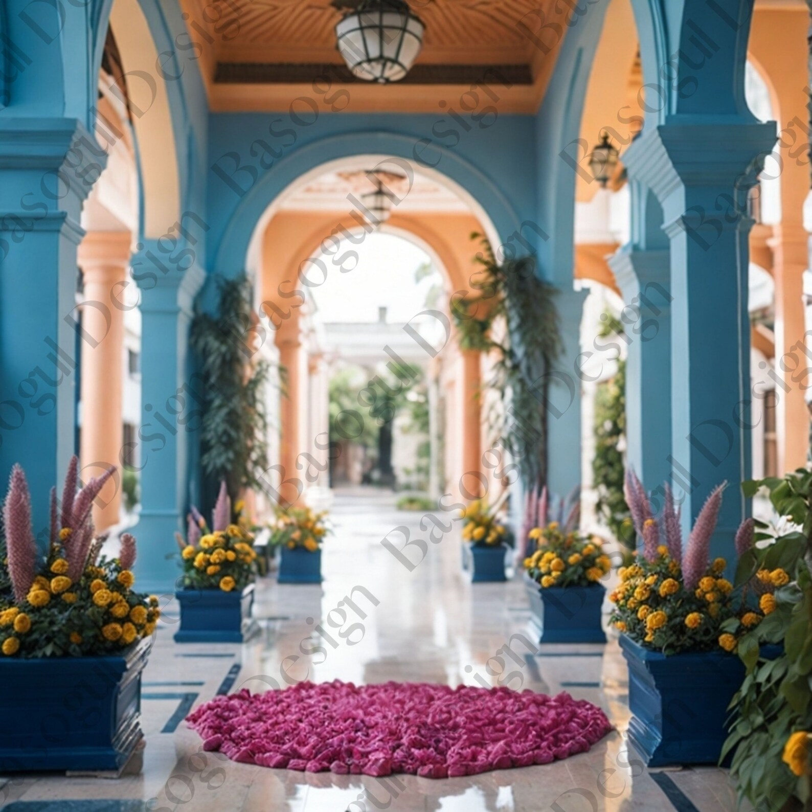 Atrium Courtyard Wedding Digital Backdrop Photography Background ...