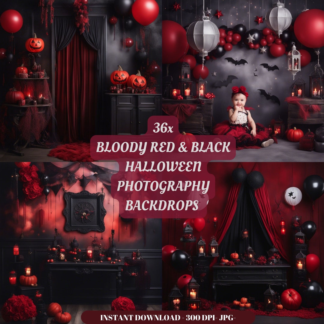 Halloween Backdrop Baby Photography Background Red Vampire Backdrop ...