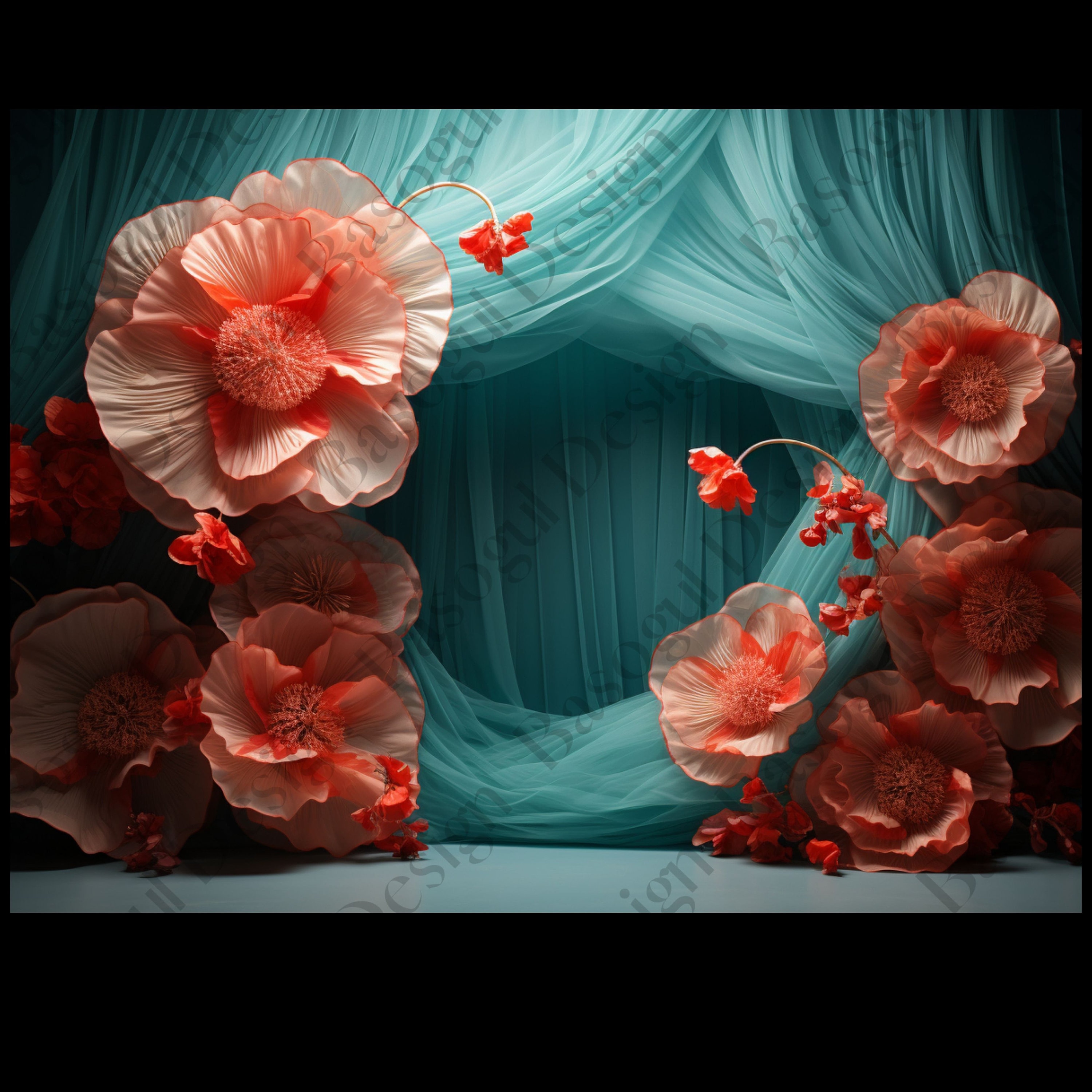 Teal Coral Maternity Digital Backdrop Photography Background Wedding ...