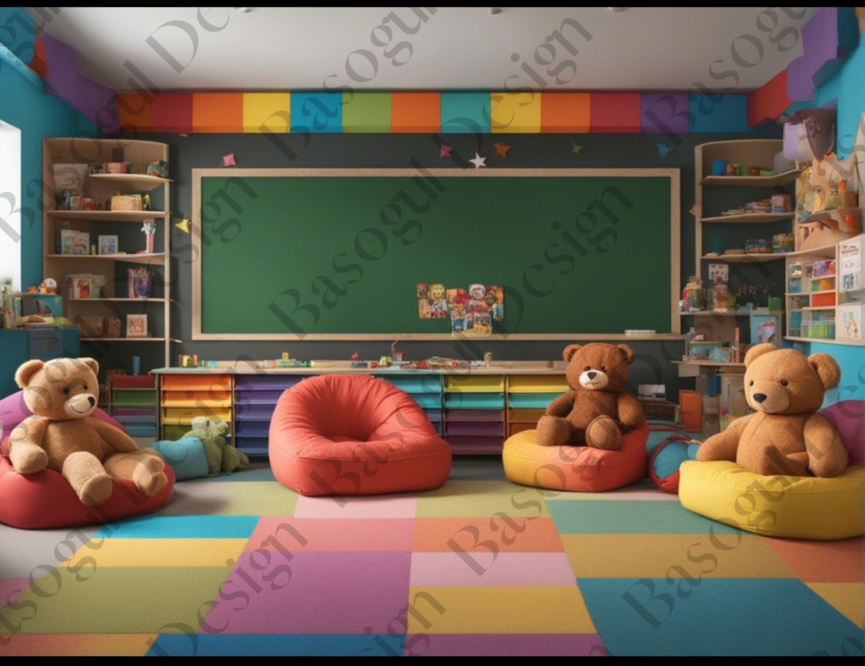 Back to School Digital Backdrop Teddy Bear, Composite Photography for ...