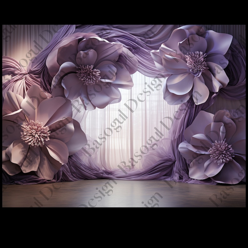 Purple Flowers Maternity Digital Backdrop Photography Background ...