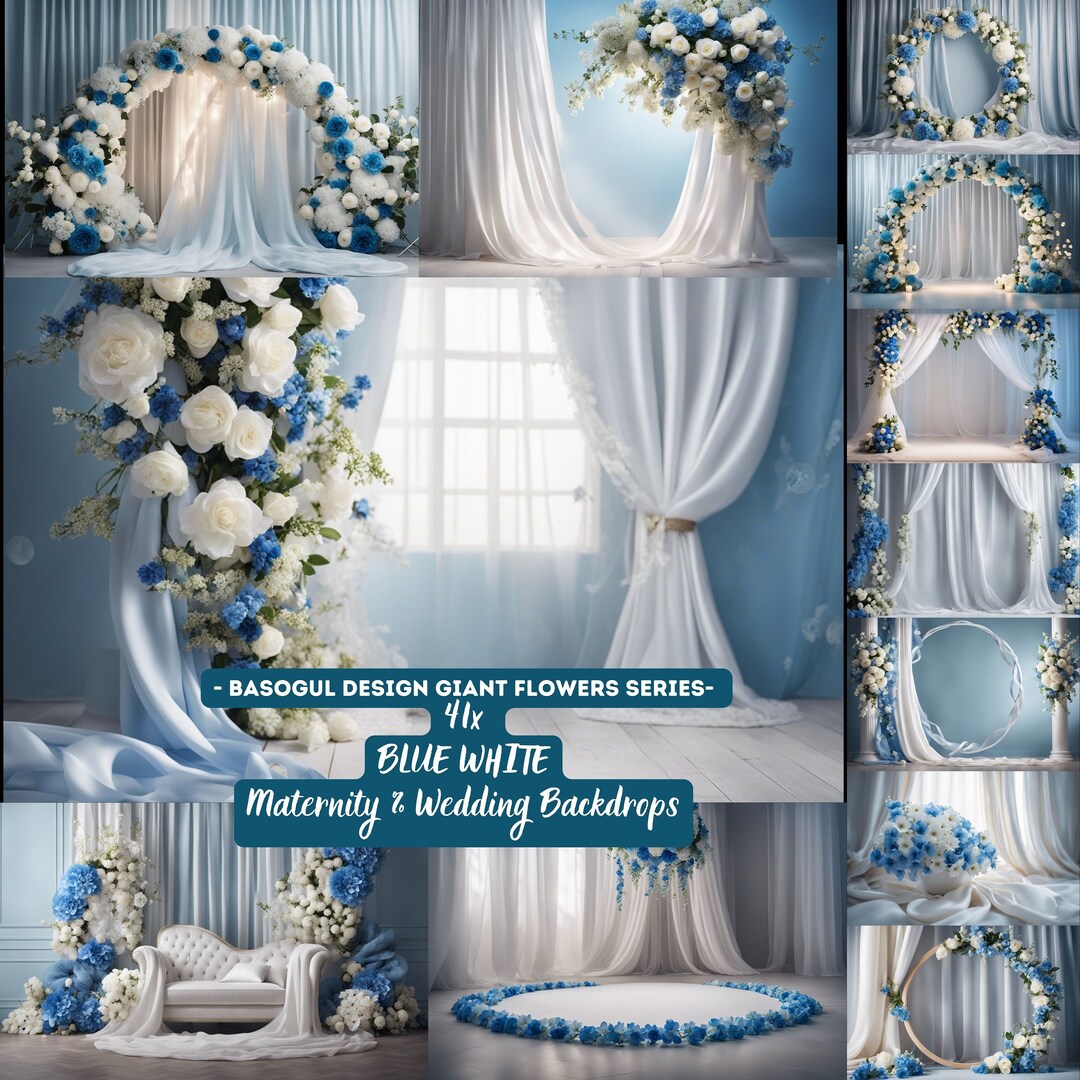 Blue White Maternity Digital Backdrop Photography Background Wedding ...