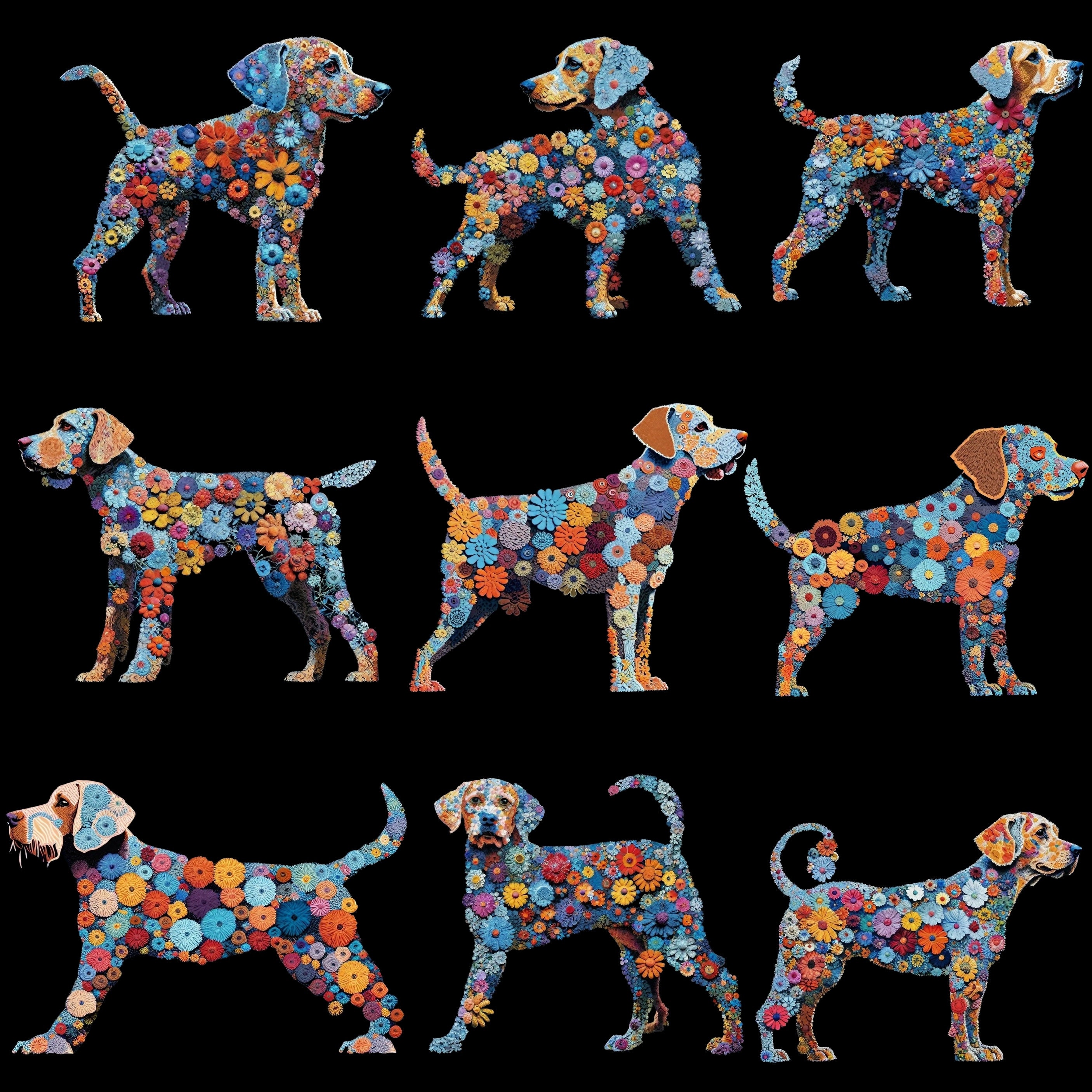 Floral Dog Clipart Png: "floral DOG Clipart" Colorful Dog Clipart ...