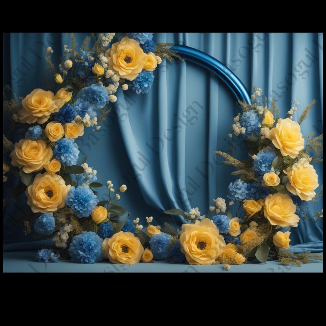 Blue Yellow Maternity Digital Backdrop Photography Background Wedding ...