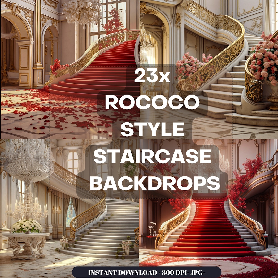 Staircase Wedding Digital Backdrop, Rococo Staircase, Stairs Wedding ...