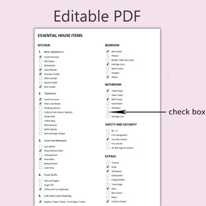 Editable Essentials House Items, Housekeeping Checklist, House ...