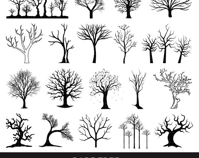 Bare Tree Svg Bundle, Leafless Tree Svg, Rustic Tree Svg, Tree Vector ...