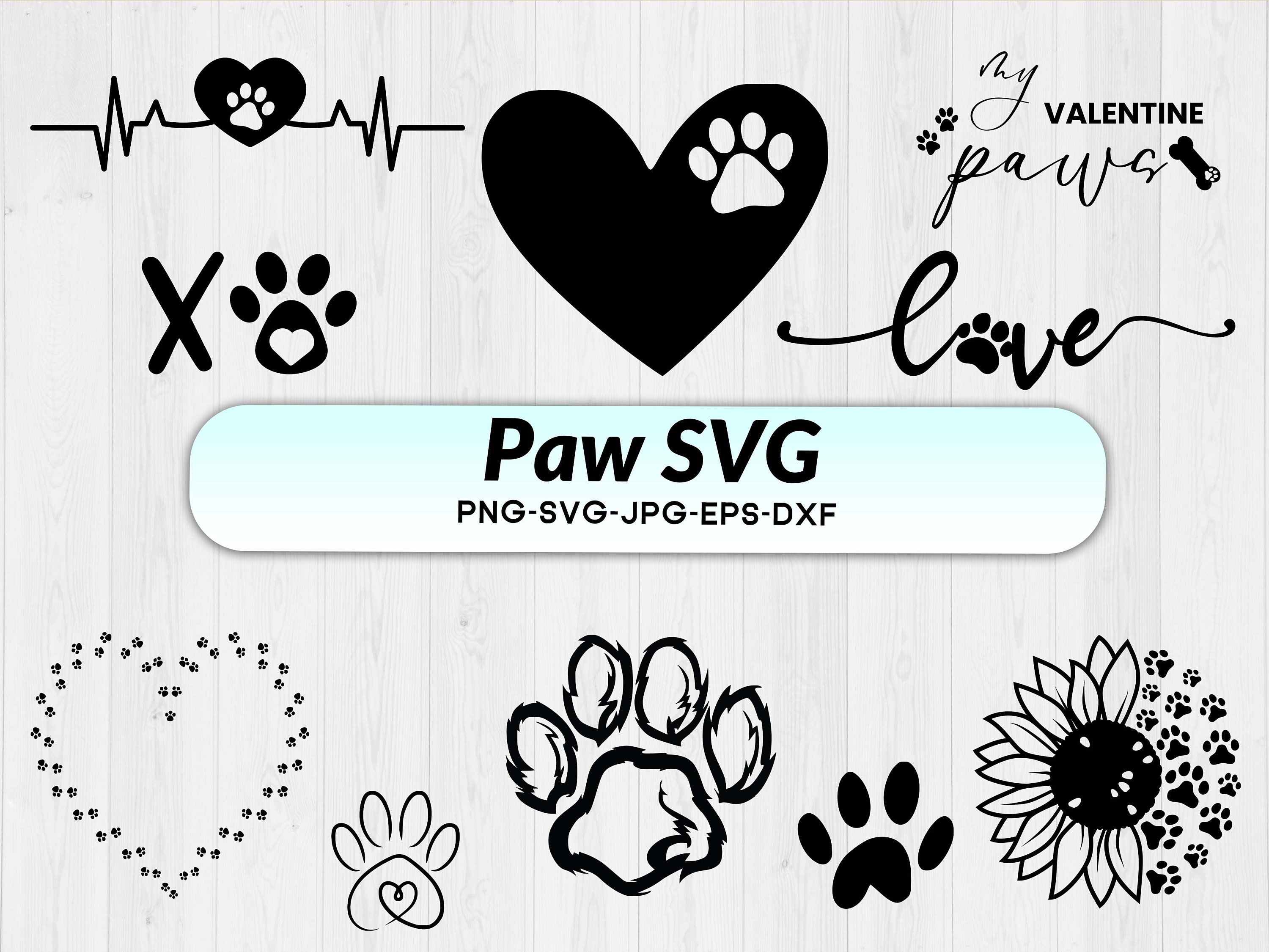 Paw Svg File, Paw Print Svg Bundle, Paw Heart Svg, Dog Paw Svg, Paw Svg ...