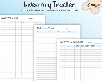 Editable Inventory Log, Inventory Tracker, Product Inventory, Inventory ...
