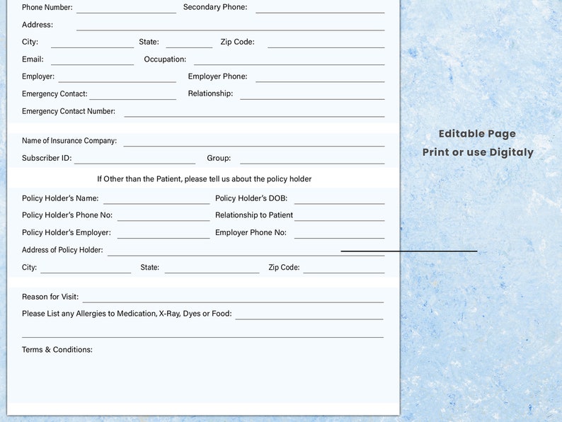 Patient History Template, Patient History Form, Patient History Taking ...