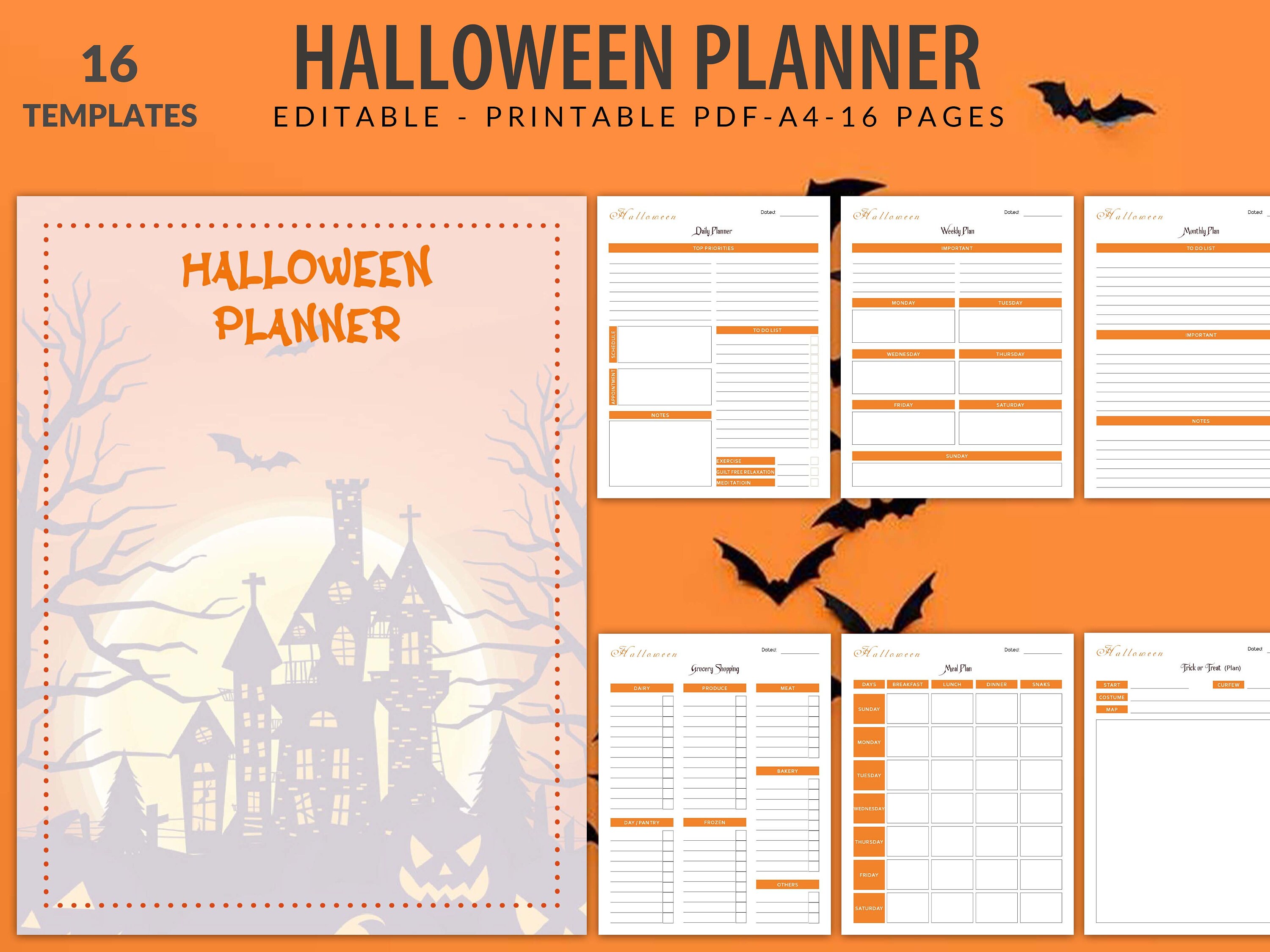 Editable Halloween Planner, Halloween Party Planner, Halloween Planner ...