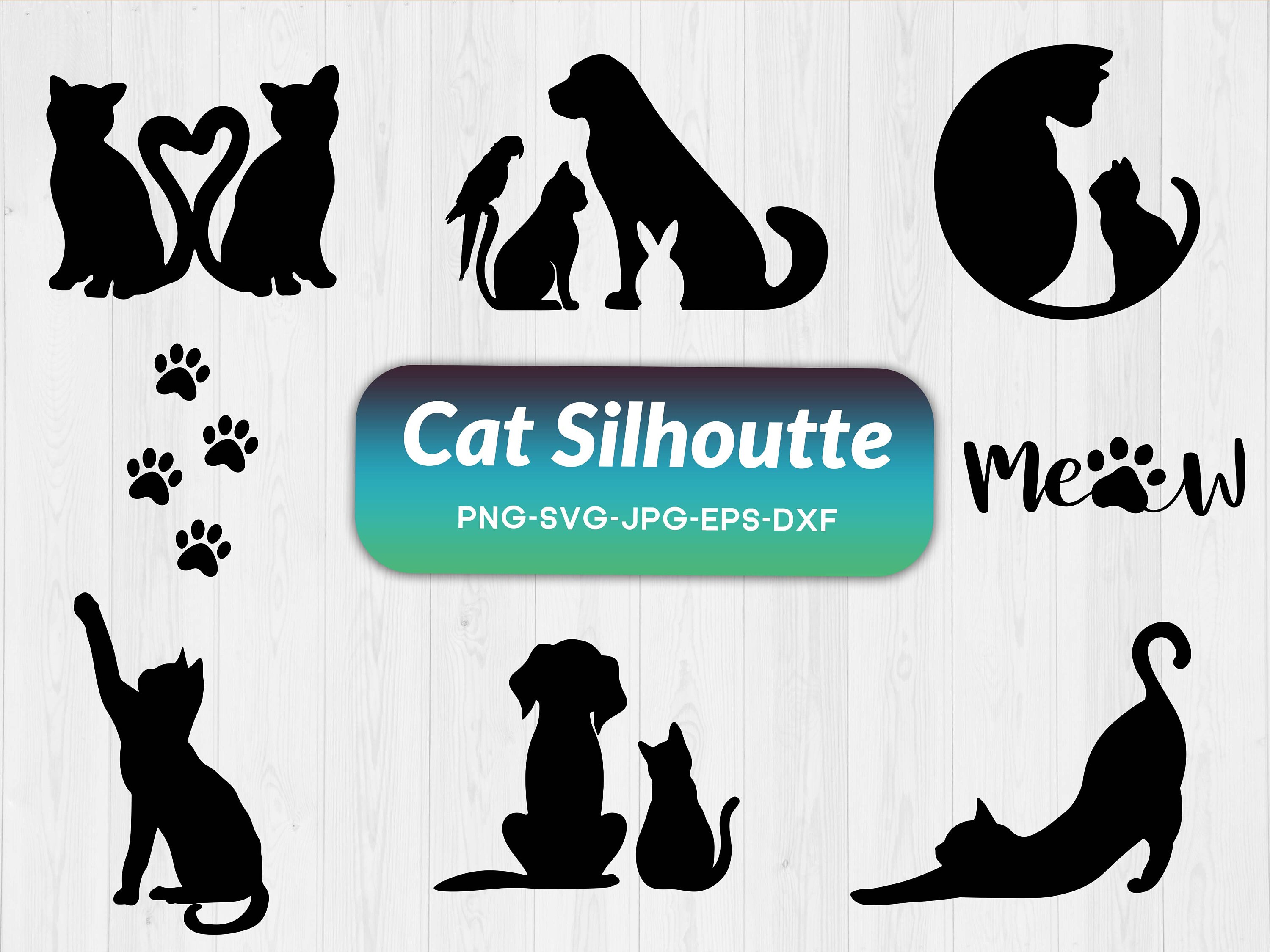 Cat Silhouette Svg Files Bundle, Cat Silhouette, Cat Svg, Cat Head Svg ...