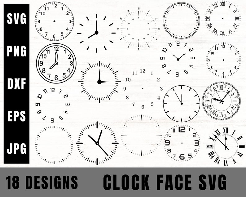 Clock Face SVG Bundle, Clock Svg, Clock Face Clipart Bundle Cut Files ...