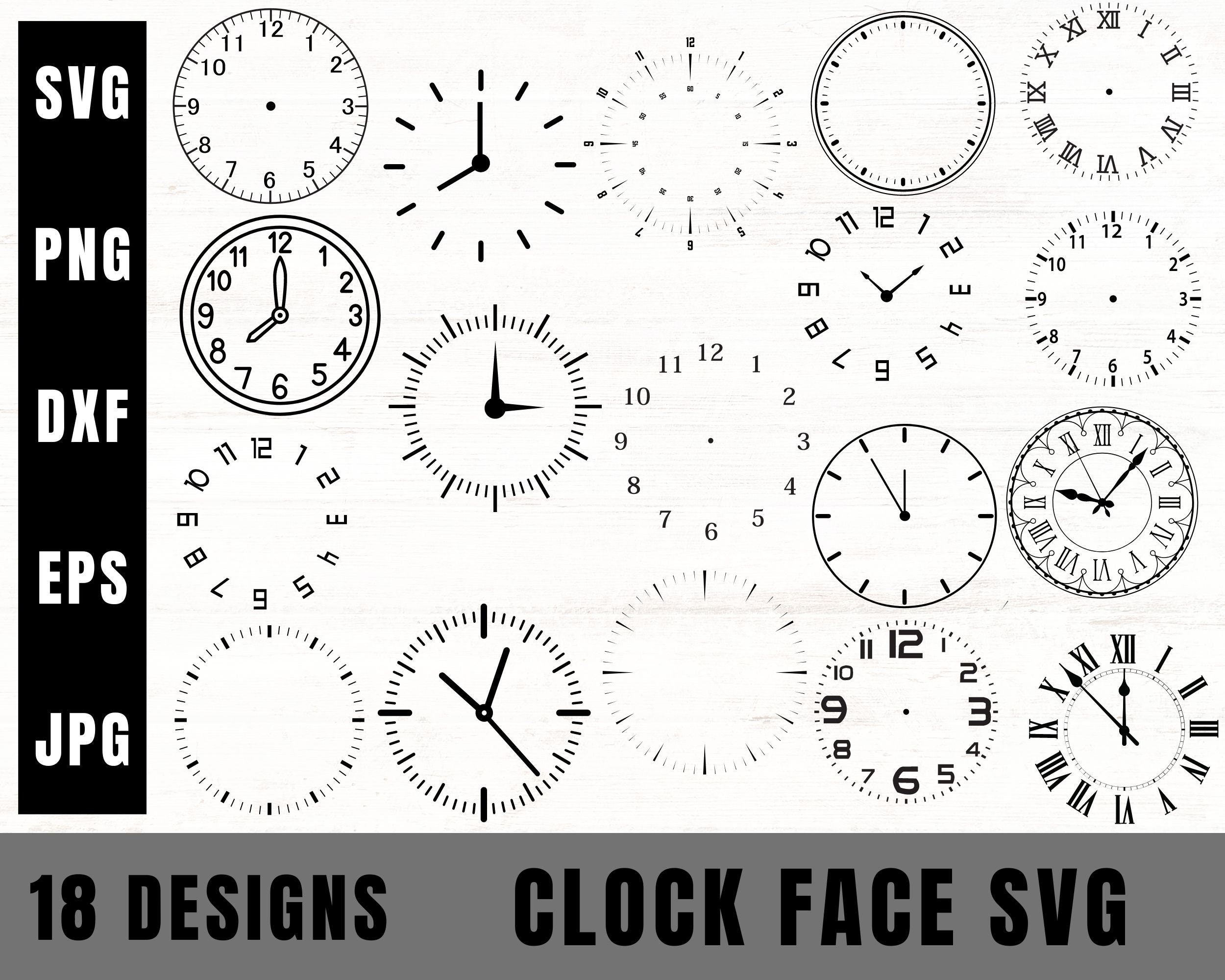 Clock Face SVG Bundle, Clock Svg, Clock Face Clipart Bundle Cut Files ...