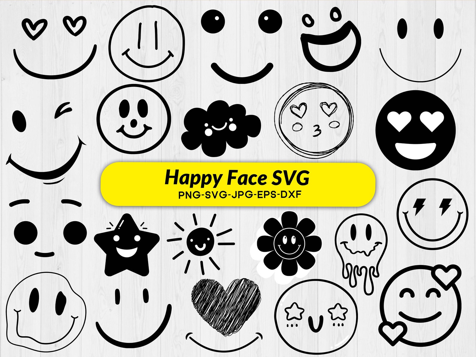 Happy Face Svg Bundle, Smiley Face Svg Bundle, Happy Face, Smiley Face ...