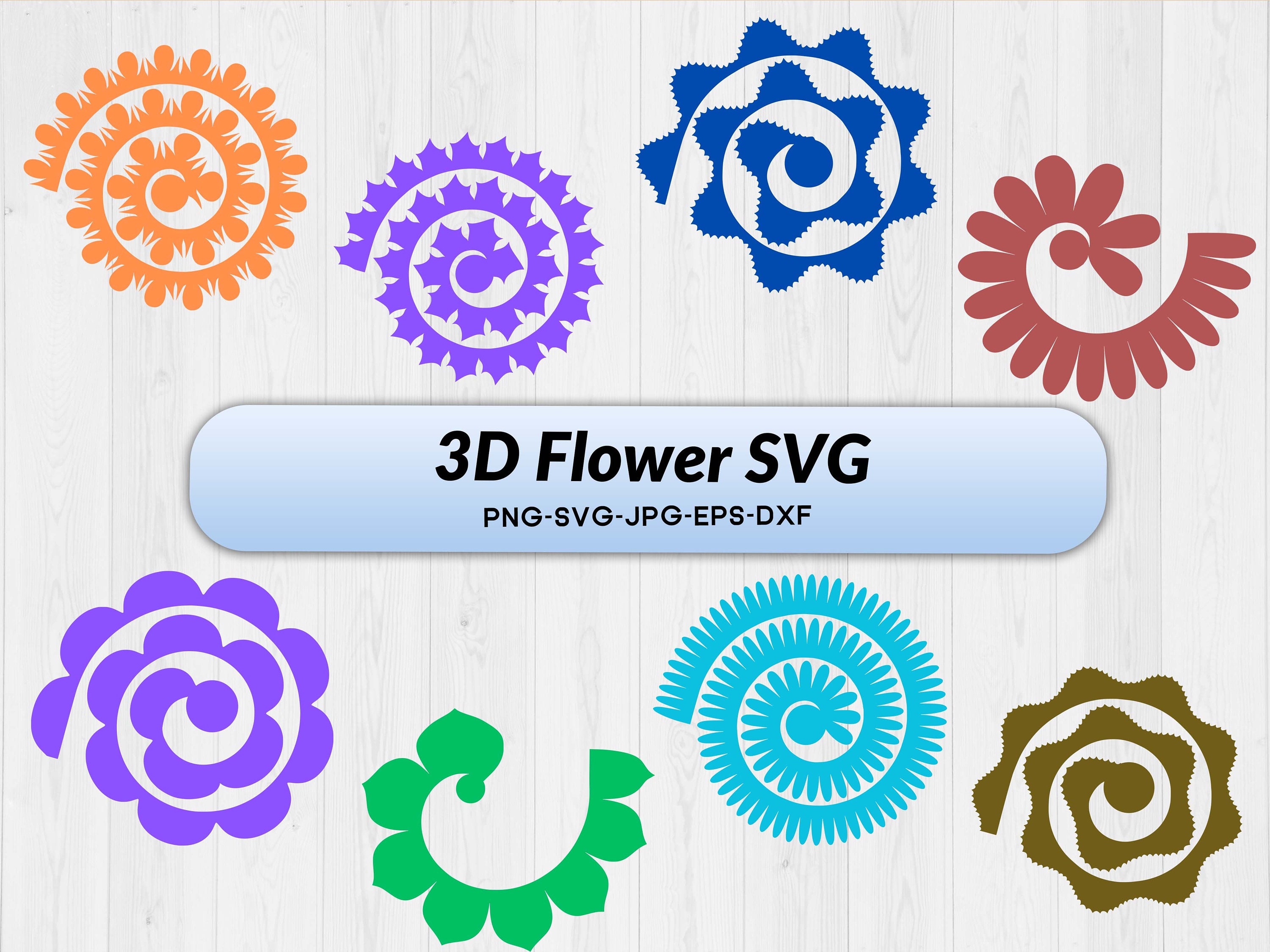Rolled Flower SVG, Rolled Flower SVG, 3d Flower SVG, Paper Flower Svg, Digital Download, Digital ...