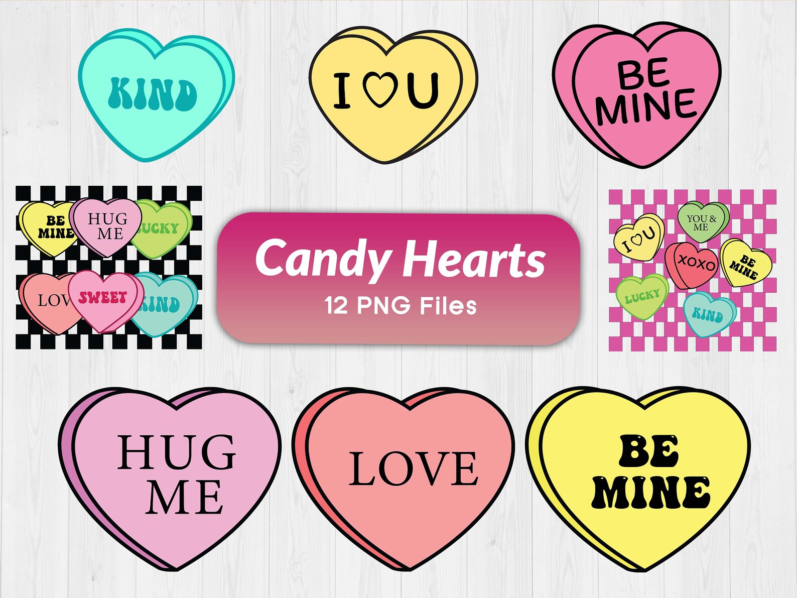Candy Heart Png Bundle, Candy Heart Png, Candy Hearts Svg, Candy Heart ...