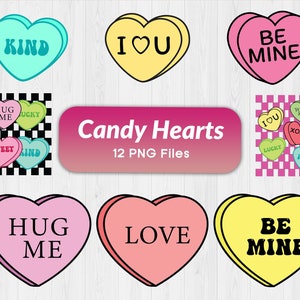 Candy Heart Png Bundle, Candy Heart Png, Candy Hearts Svg, Candy Heart ...
