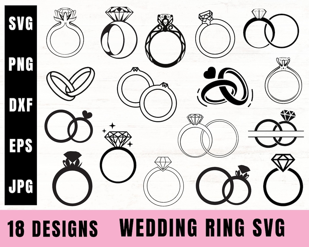 Wedding Ring SVG Bundle, Wedding Svg, Diamond Ring Svg, Engagement Ring ...