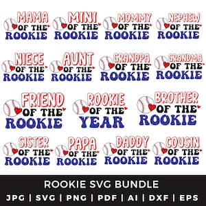 Baseball Rookie Svg Bundle, Rookie of the Year Svg, Baseball Family ...