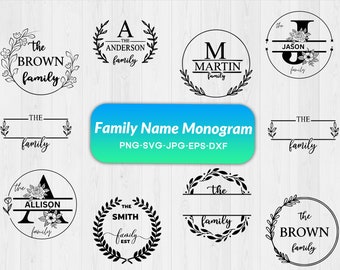 Monogram Alphabet SVG Bundle, Family Name Monogram SVG Bundle, Monogram ...