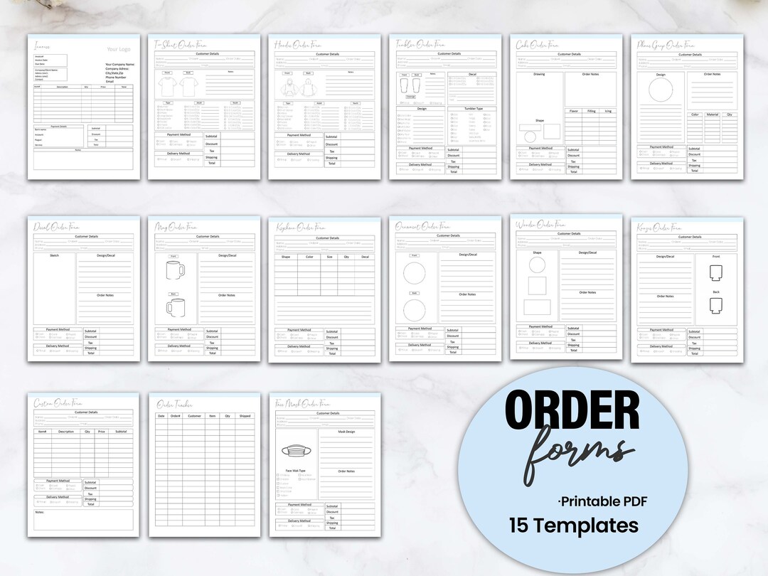 15 Printable Order Forms Bundle, Order Form Template Printable ...