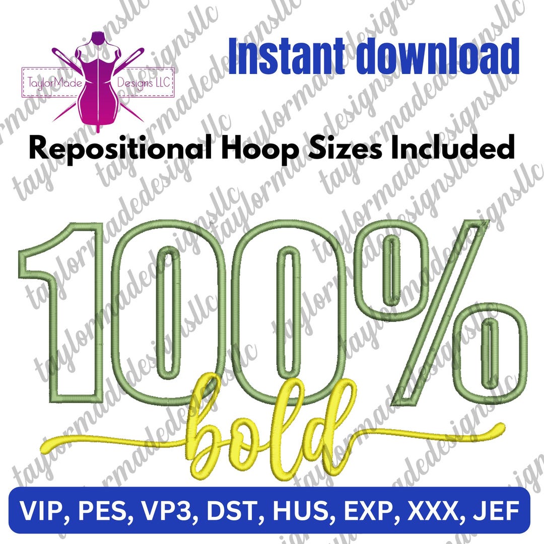 100% Bold Applique Embroidery Design - Etsy